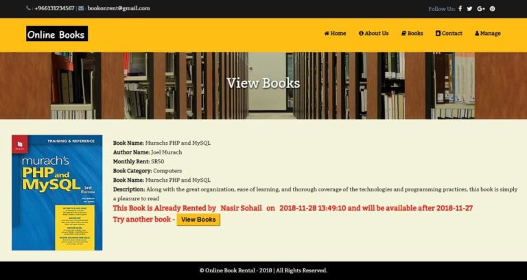 PHP Project - online book Rental System (For Schools & University ...